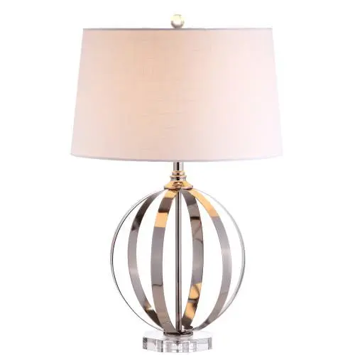 JONATHAN Y Logan 26" Metal Orb Led Table Lamp - Polished Nickel/clear