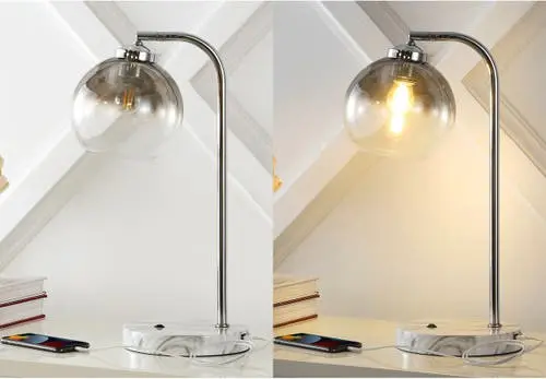JONATHAN Y Ada 20" Industrial Contemporary Iron/glass Led Task Lamp With Usb Charging Port