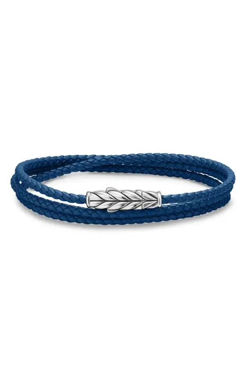 David Yurman Sterling And Leather Bracelet - Blue