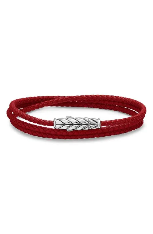 David Yurman Sterling And Leather Bracelet - Red