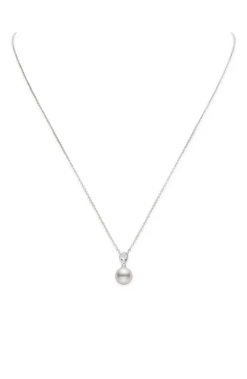 Mikimoto Akoya Pearl And Diamond Pendant Necklace - 18kw