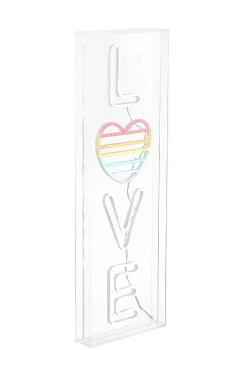 JONATHAN Y Love 8" X 24" Contemporary Glam Acrylic Box Usb Operated Led Neon Light - White/rainbow
