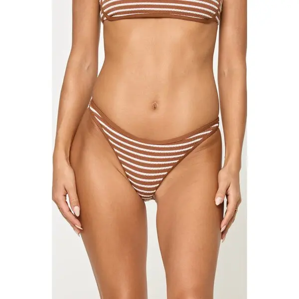 L*Space Suzi Textured Stripe Bikini Bottoms - Brown Sugar