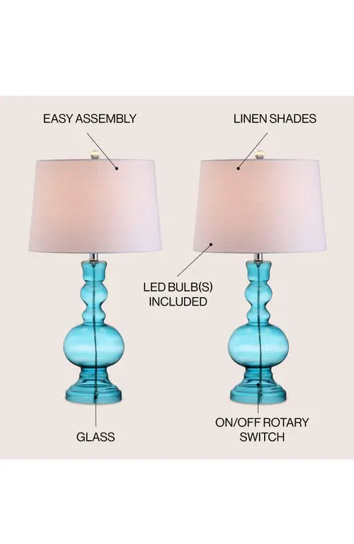 JONATHAN Y Genie 28.5" Glass Led Table Lamp - Aqua