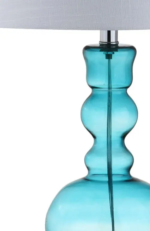JONATHAN Y Genie 28.5" Glass Led Table Lamp - Aqua