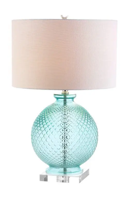 JONATHAN Y Estelle 26" Glass And Crystal Led Table Lamp - Aqua/clear