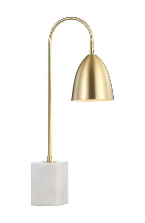 JONATHAN Y Ana 26" Gold Arched Metal With Marble Base Led Table Lamp - Brass Gold/white