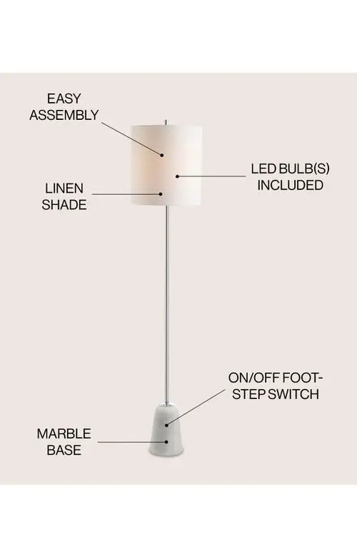 JONATHAN Y Lincoln 62.5" Marble/metal Led Floor Lamp