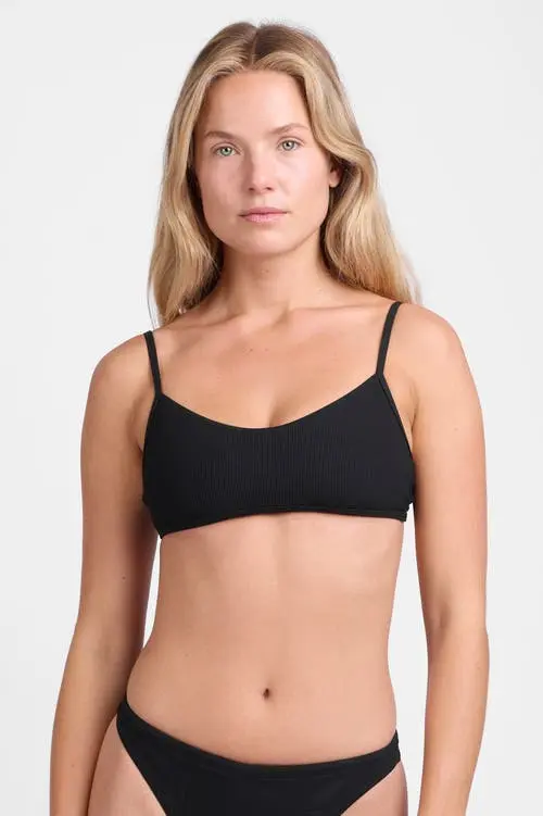 JOLYN Hikari Bikini Top - Black Ribbed