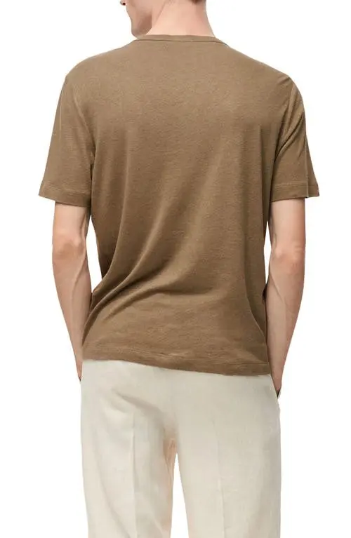 Mango Linen Blend T-shirt - Khaki