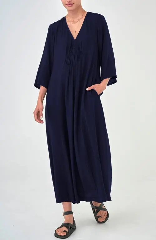 OCEAN+MAIN Caftan With Rouched Front - Navy