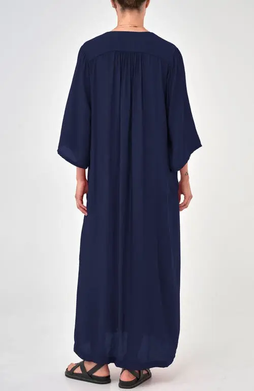 OCEAN+MAIN Caftan With Rouched Front - Navy