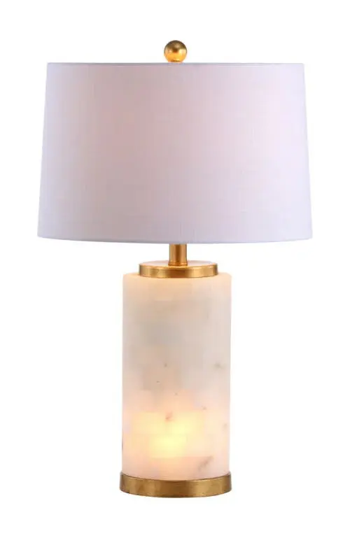 JONATHAN Y Eliza 25.5" Alabaster Led Table Lamp - White/ Gold Leaf