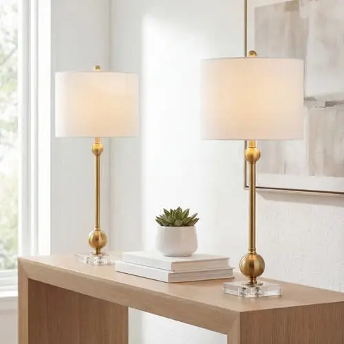 JONATHAN Y Hollis 34" Metal Led Table Lamp - Brass