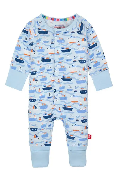 MAGNETIC ME Waves Ship Print Magnetic Convertible Romper - Frvaw
