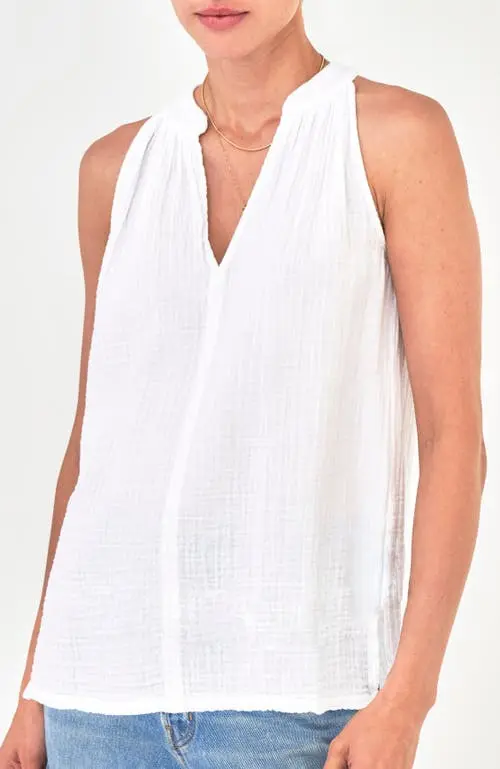 OCEAN+MAIN Sleeveless Gauze Top - White