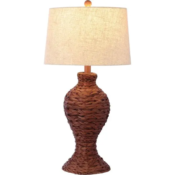 JONATHAN Y Elicia 31" 1-light Coastal Cottage Water Hyacinth Weave Led Table Lamp - Dark Brown