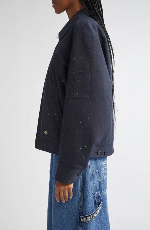 Alexander Wang Hotfix Crystal Boxy Workwear Jacket - Navy
