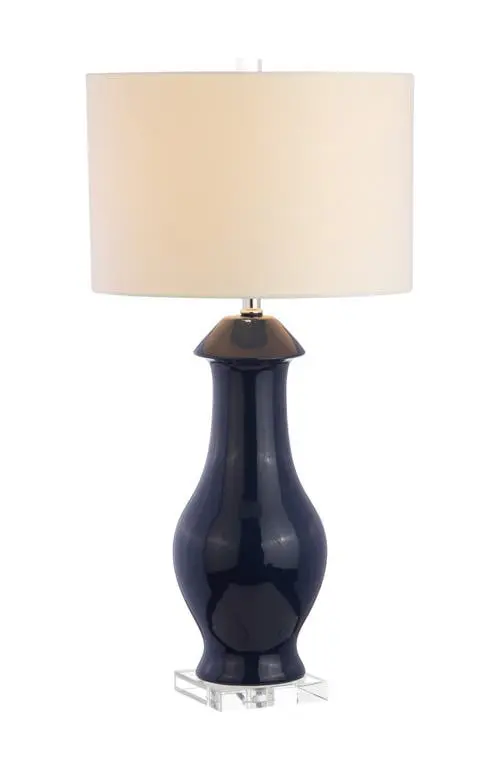 JONATHAN Y Liberty 31" Ceramic/crystal Led Table Lamp - Navy/clear