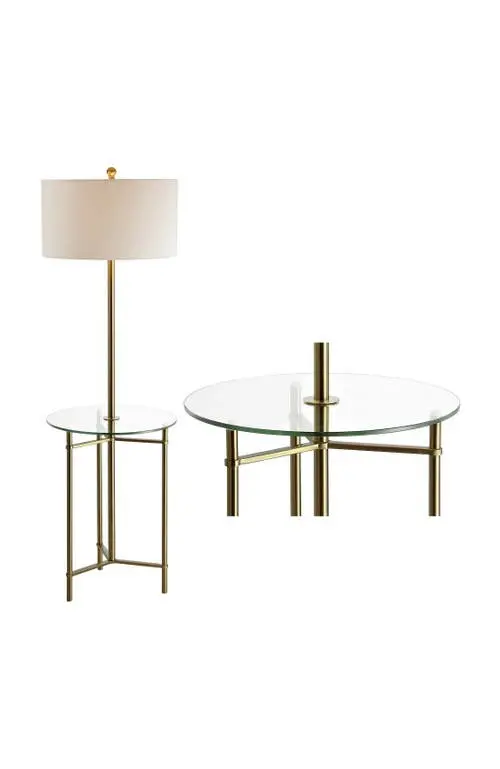 JONATHAN Y Charles 59" Metal/glass Led Side Table And Floor Lamp - Brass Gold
