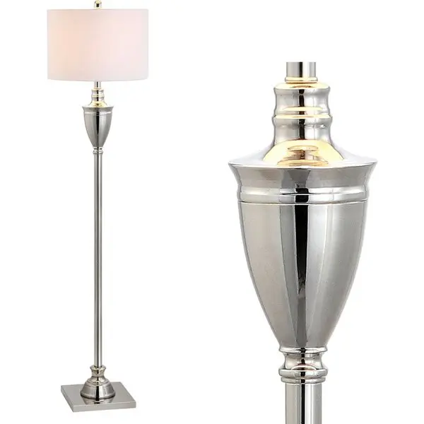 JONATHAN Y Othello 62" Metal Led Floor Lamp - Polished Nickel