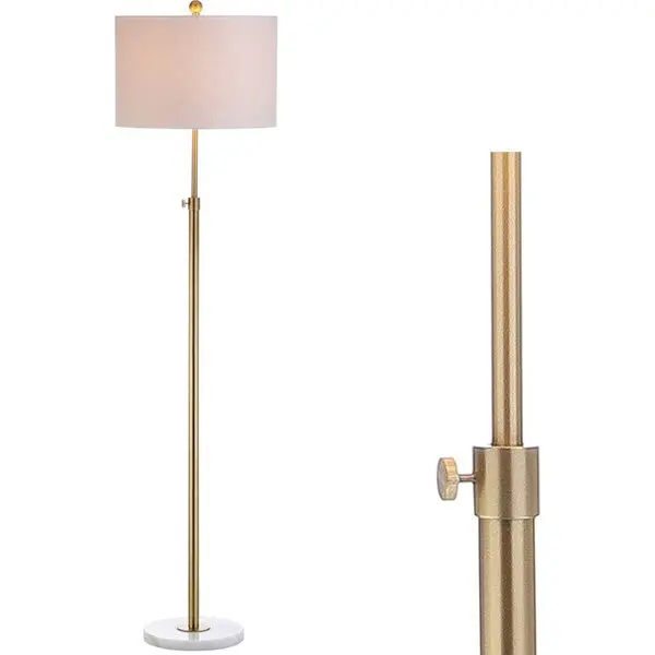 JONATHAN Y June 65" Adjustable Metal/marble Led Floor Lamp - Brass Gold/white