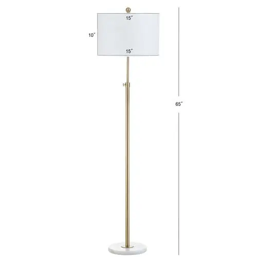JONATHAN Y June 65" Adjustable Metal/marble Led Floor Lamp - Brass Gold/white