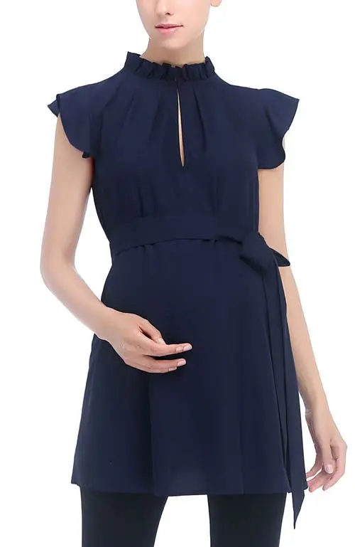 KIMI + KAI Karlena Flutter Sleeve Maternity Top - Navy