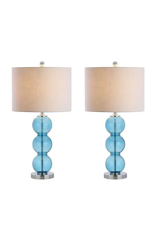JONATHAN Y Bella 27" Glass Triple-sphere Led Table Lamp - Sky Blue