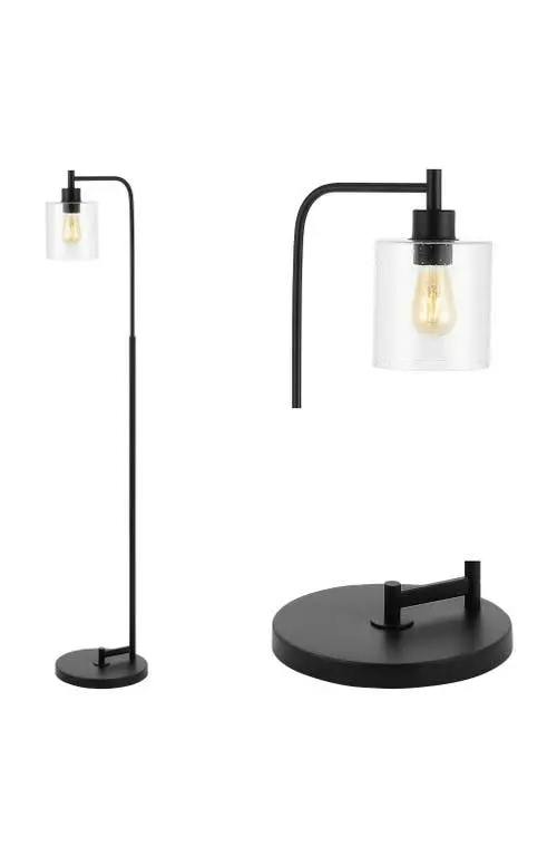 JONATHAN Y Axel Modern 60" Iron/seeded Glass Farmhouse Industrial Led Floor Lamp - Black