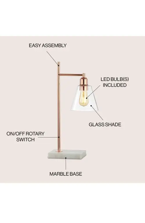 JONATHAN Y Lorena 22.25" Modern Glam Metal/marble Led Table Lamp