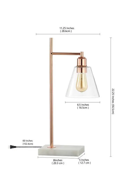 JONATHAN Y Lorena 22.25" Modern Glam Metal/marble Led Table Lamp
