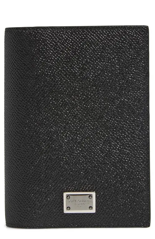 Dolce & Gabbana Logo Plaque Leather Passport Holder - Black