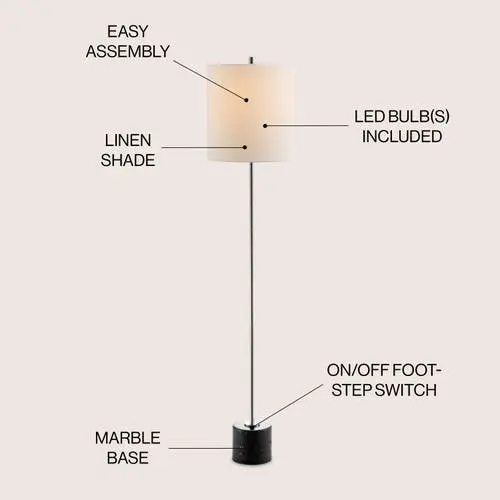JONATHAN Y Levitt 60.5" Marble/metal Led Floor Lamp