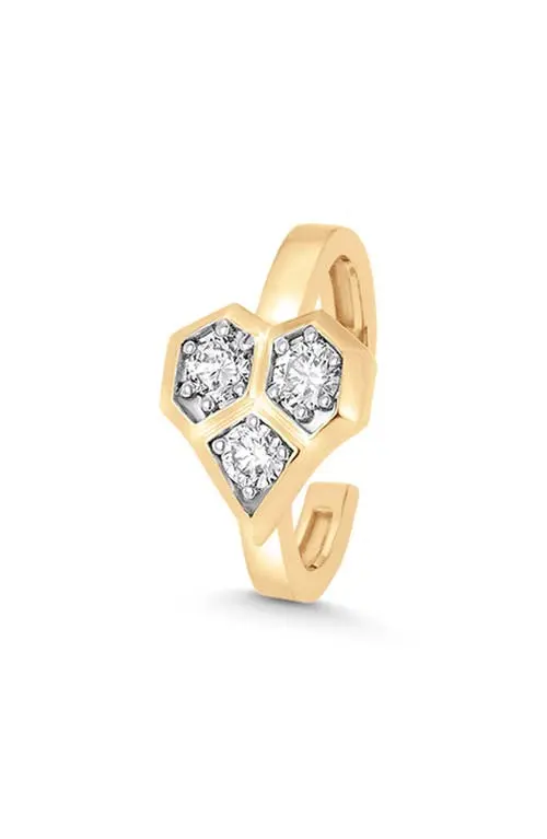 Sara Weinstock Honeycomb Heart Single Ear Cuff - Yellow Gold/ Diamond