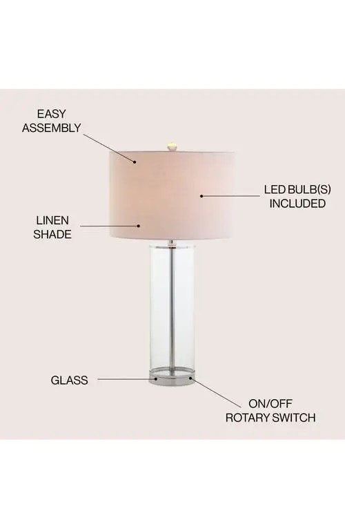 JONATHAN Y Collins 29.25" Glass Led Table Lamp - Clear/chrome