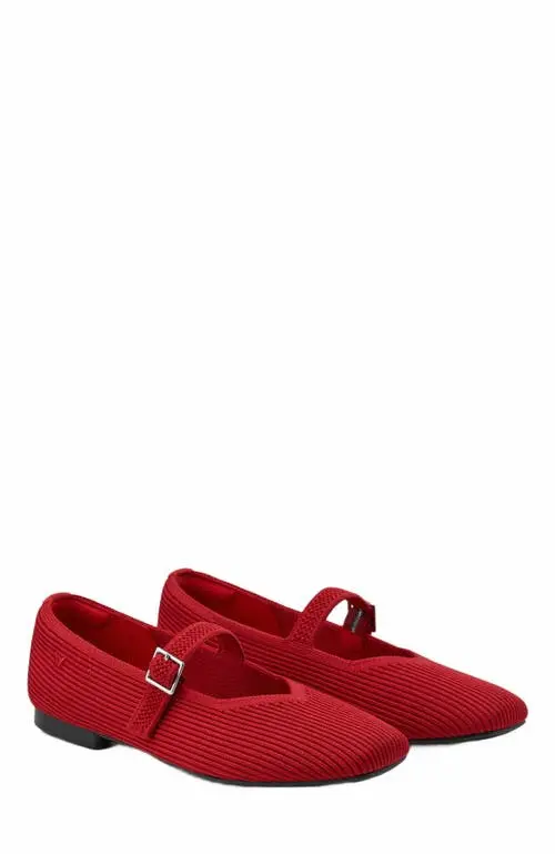 Vivaia Margot Mary-jane Square-toe Ballet Flats - Ruby Red