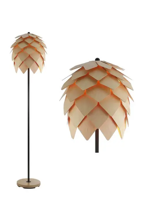 JONATHAN Y Simon 63" Pinecone Wood/metal Led Floor Lamp - Natural/black