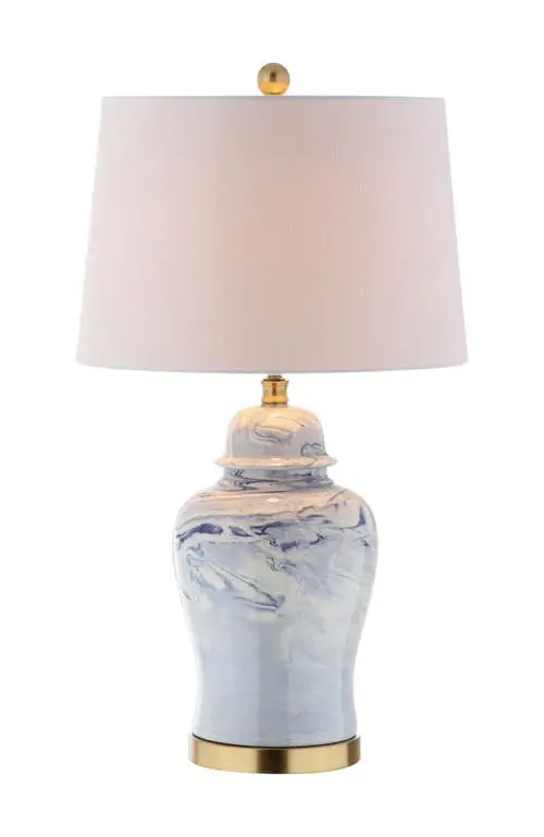 JONATHAN Y Wallace 26" Ceramic Led Table Lamp - Blue/white