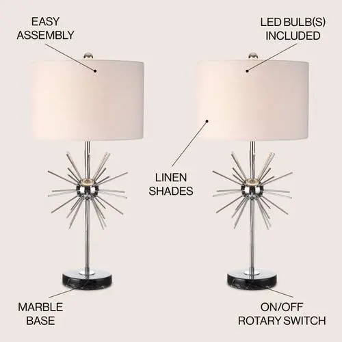 JONATHAN Y Aria 31.5" Metal/marble Led Table Lamp