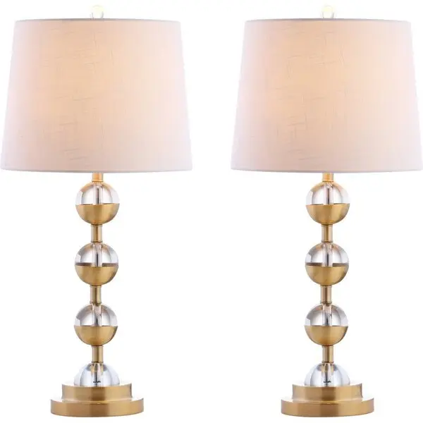 JONATHAN Y Avery 27.5" Crystal Led Table Lamp - Clear/brass Gold