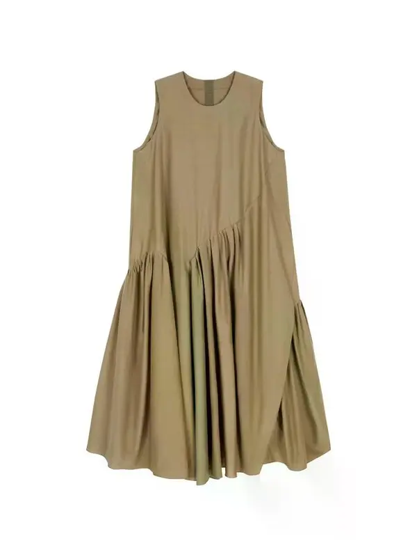 JNBY Pleated Asymmetric-hem Dress - Taupe