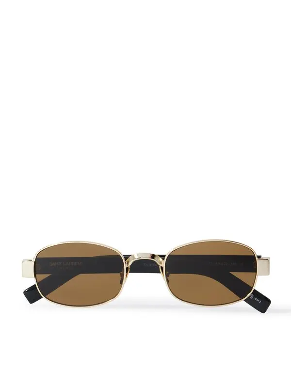 Saint Laurent Oval-frame Gold-tone Sunglasses - Black