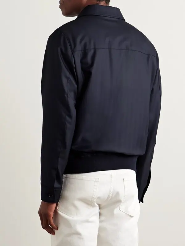 Thom Sweeney Wool Bomber Jacket - Blue