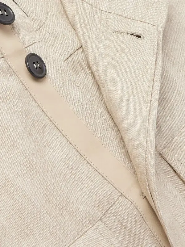 Zegna Leather-trimmed Linen Overshirt - Neutrals