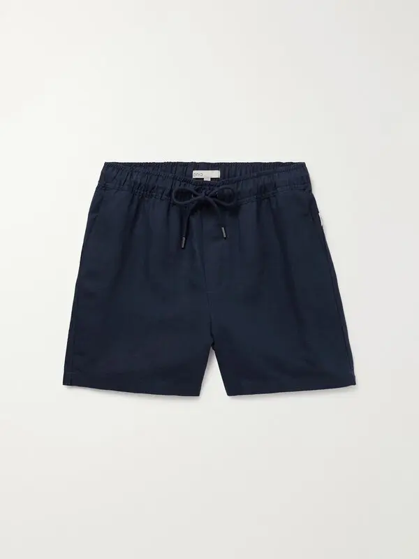 Onia Air Straight-leg Linen And Lyocell-blend Drawstring Shorts - Blue