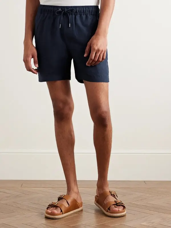 Onia Air Straight-leg Linen And Lyocell-blend Drawstring Shorts - Blue