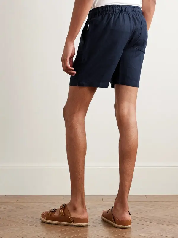 Onia Air Straight-leg Linen And Lyocell-blend Drawstring Shorts - Blue