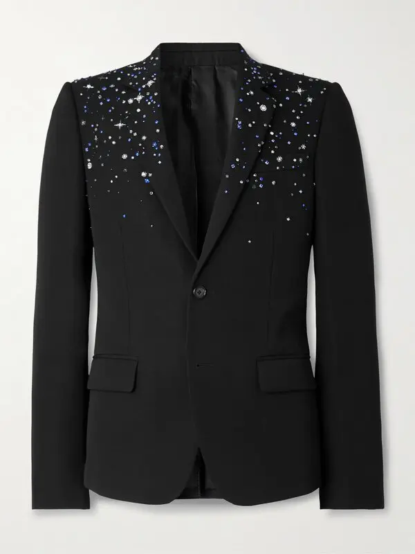 Alexander McQueen Slim-fit Crystal-embellished Wool Blazer