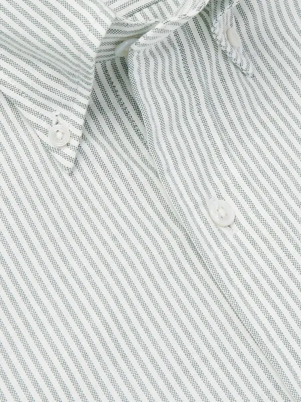 DRAKE'S Button-down Collar Striped Cotton Oxford Shirt
